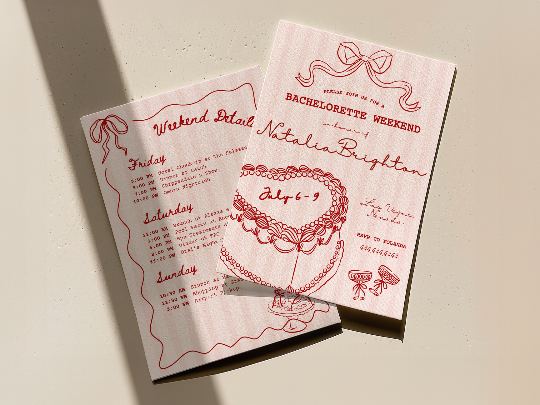 Coquette Bachelorette Party Invitation & Itinerary Canva Template ...
